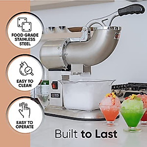 Tartle Kitchen - Stainless Steel Dual Blade Ice Shaver Snow Cone Maker Machine - Summer Parties & Refreshing Treats - Durable Easy to Use & Clean - Ideal for Catering, Restaurant & Commercial Kitchens