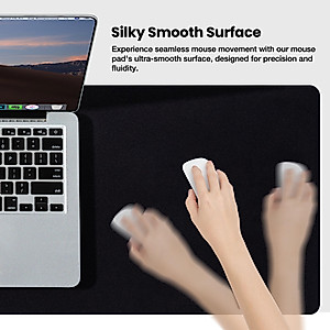 ALOANES Large Gaming Mouse Pad with Non-Slip Rubber Base,Stitched Edge,Desk mat for Laptop,Computer & PC, Wristing Pad for Gamer,Office & Home,Classic Black XL