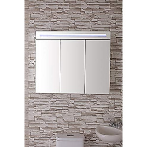 Fine Fixtures Bathroom Medicine Cabinet, Aluminum, Recessed/Surface Mount, 36" x 30", 3 Door, Mirrored Interior w/LED