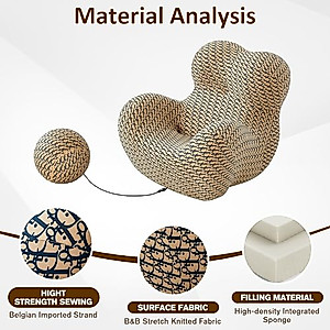 Tosaronia Modern Lazy Sofa Fireside Chair Floor Sofa B&B Italia Minimalist High-Density Foam Floor Couch Upholstered Lazy Couch Bubble Couch for Living Room Bedroom Brown