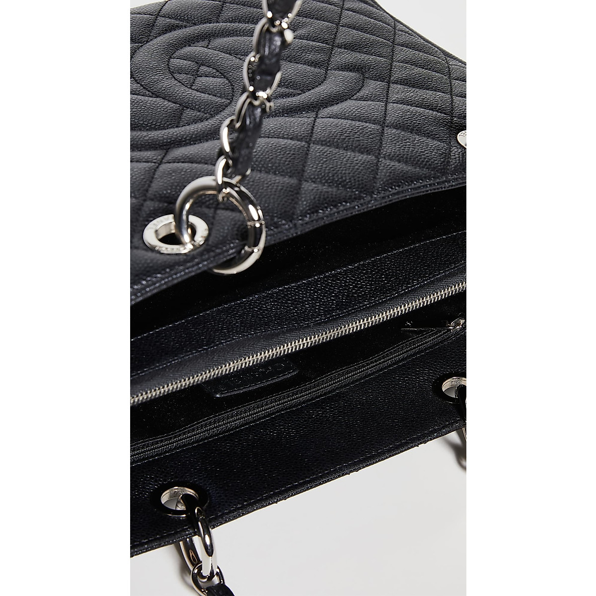 CHANEL Women's Pre-Loved Grand Shopping Tote, Caviar, Black, One Size