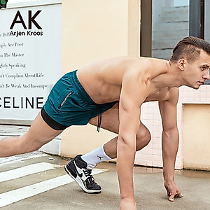 Arjen Kroos 2 in 1 Running Shorts for Men 3 Inch Sports Shorts with Compression Liner 3 Inch Gym Athletic Shorts with Zipper Pocket,GREEN-AK3101,X-Large