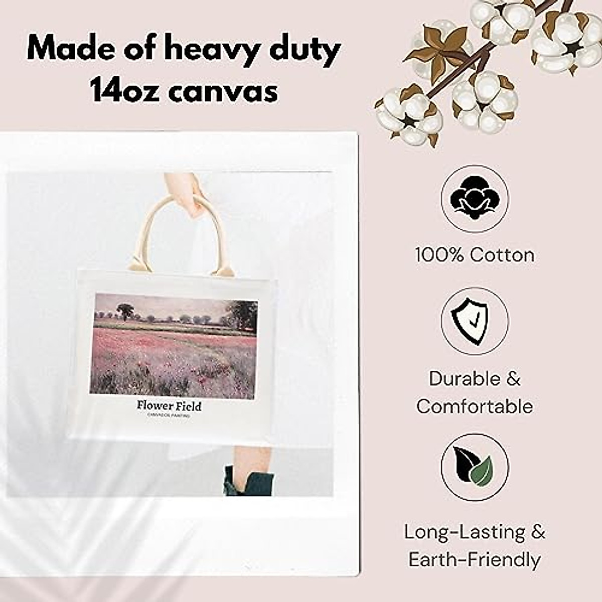 Adoryoung Monogram Personalized Initial Tote Bags for Women, Personalized Initial Monogram Canvas Tote Bag, Bride Shower Tote Gift Wifey Bag for Wedding Day Oil Painting Beach Bag with Zipper Pocket