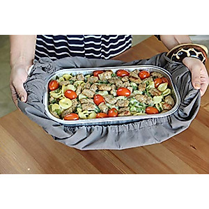 Grand Fusion 2 In 1 Casserole Carrier And Dish Towel For Kitchen, Machine Washable Kitchen Towels, Can Be Converted To Casserole Carrier For Hot Or Cold Food, Gray, Pack Of 1