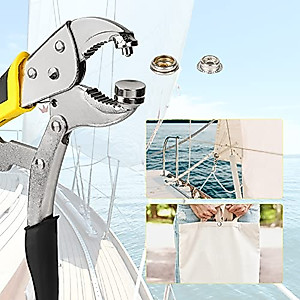 Heavy-Duty Snap Fastener Pliers (Adjustable Setter, 2 Interchangeable Dies) Snap Installation Set Hand Tools for Fastening, Replacing Metal Snaps, Repairing Boat Covers, Canvas