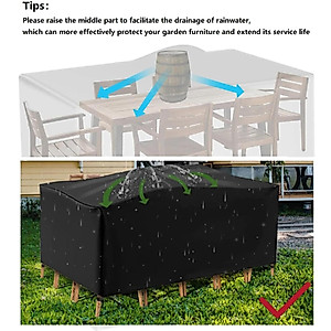 138L x 67W x 33H inches Patio Table Covers for Outdoor Furniture Waterproof, 600D Heavy Duty Sectional Sofa Set Covers Table and Chair Set Covers, No Tears or Fading Winter Patio Furniture Covers