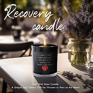 Get Well Candle with Healing Crystals - Get Well Gifts for Women After Surgery, Humor Surgery Recovery Gifts for Women, Get Well Soon Gifts, Lavender Scented Candle, 10 oz, Black
