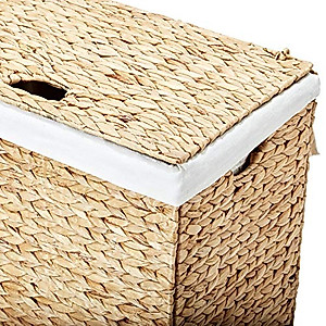 Seville Classics Premium Hand Woven Portable Laundry Bin Basket with Built-in Handles, Household Storage for Clothes, Linens, Sheets, Toys, Water Hyacinth, Rectangular Hamper