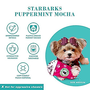 Haute Diggity Dog Starbarks Puppermint Mocha, Plush Holiday Christmas Dog Toys with Interactive Squeaker, Stimulating Pet Enrichment, Machine-Washable & Safe Materials for All Breeds, Mini Size Small