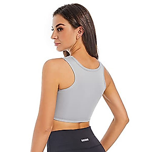 ZWOT Women Chest Binder Tomboy FTM Transgender Binder Zip Up Half Breathable Lightweight Elastic Binder Trans