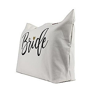 Lamyba Bride Bag with Makeup Bag, Mrs Tote Bag, Bride to be Gifts/Bridal Shower Gifts for Bride, White
