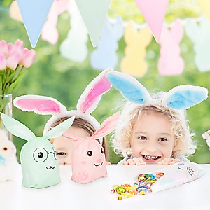 DECORLIFE 72PCS Easter Goodie Bags, Easter Bags for Treats, Bunny Bags for Kids, Candy, Cookies, Toys, Snacks Party Supplies