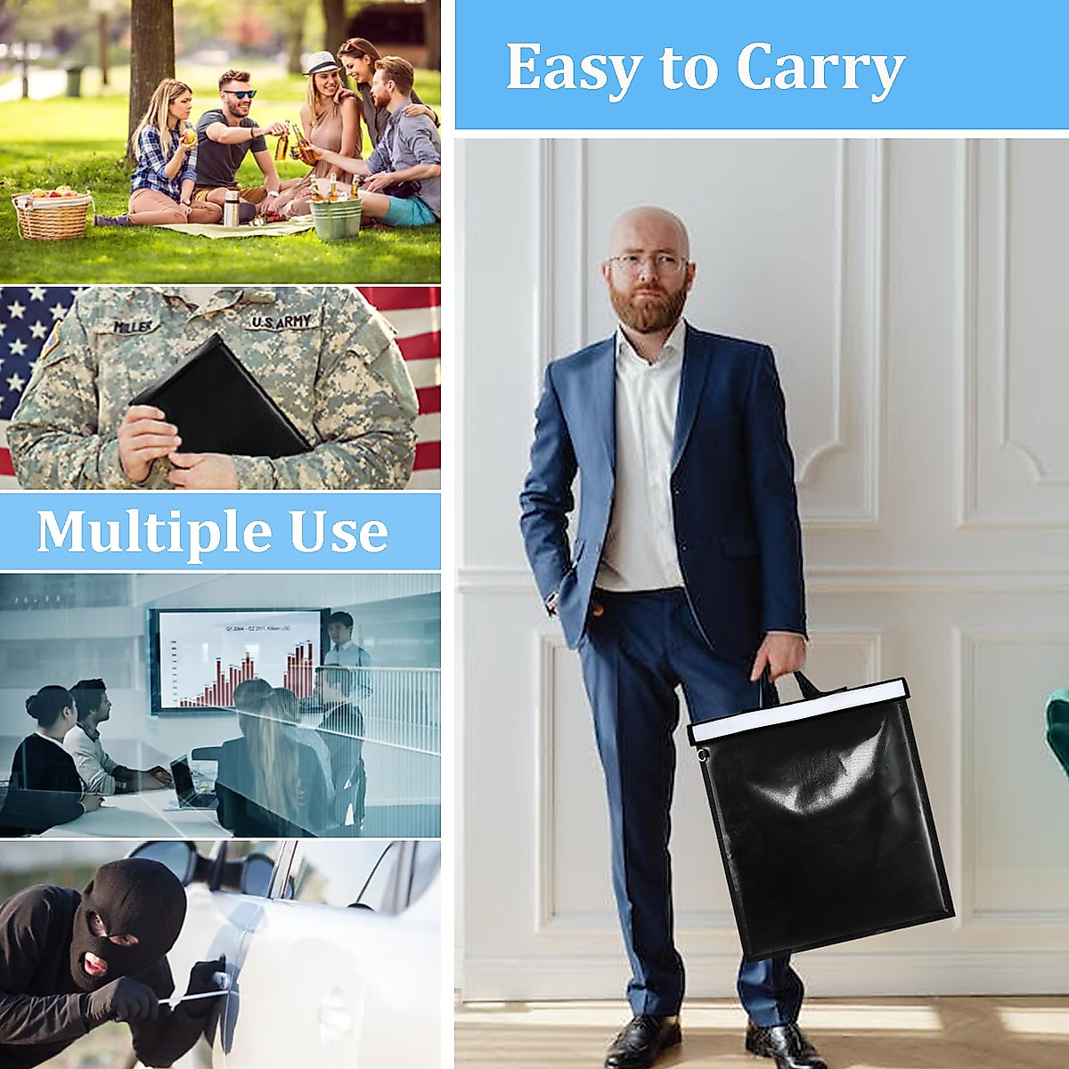 5 Pack Faraday Bags, Extra Large Faraday Bag for Laptops & Tablets & Radio & Car Keys, Waterproof & Fireproof Faraday Cage with Reflective Strip, Anti-Theft Faraday Key Fob Protector