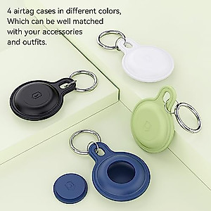 4 Pack Airtag Holder Keychain,Waterproof Apple airtag case with Key Ring,Silicone Air Tags Case for Luggage,Keys,Car,Bags,Kids,Backpack
