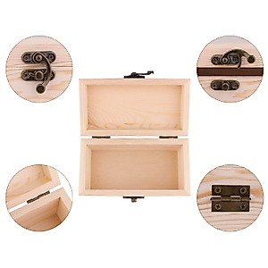 Unfinished Wood Box , Dedoot 2 PCS 5.5x2.75x2.87 Inch Small Wood Craft Box with Locking Clasp Rectangle Wood Gift Box Organizer for Jewelry Artist Tool and Brush Storage Box