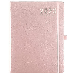 Planner 2023 - 2023 Weekly Monthly Planner, Jan 2023- Dec 2023, 8.5" x 11", Leather Cover with Thick Paper, Back Pocket with Notes Pages - Rose Gold