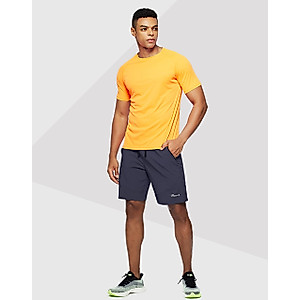 Pudolla Men's Workout Running Shorts Lightweight Gym Athletic Shorts for Men with Zipper Pockets (Navy Blue X-Large)