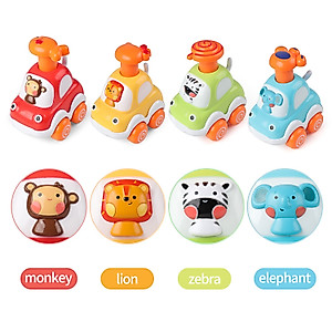Baby Toy Cars for 1 +Year Old Boy - Toddler Toys Age 2 3 4 Year Old Boy Gifts, Animal Cartoon Press and Go Cars for Toddlers 2-4 Birthday Toys
