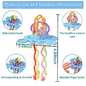 FATEORT Montessori Toys for 1+ Year Old, Food Grade Silicone Pull String Activity Toy, Sensory Toys for Toddlers, Travel Toys for Babies, Baby Toys Fine Motor Skills Toys for 12m+