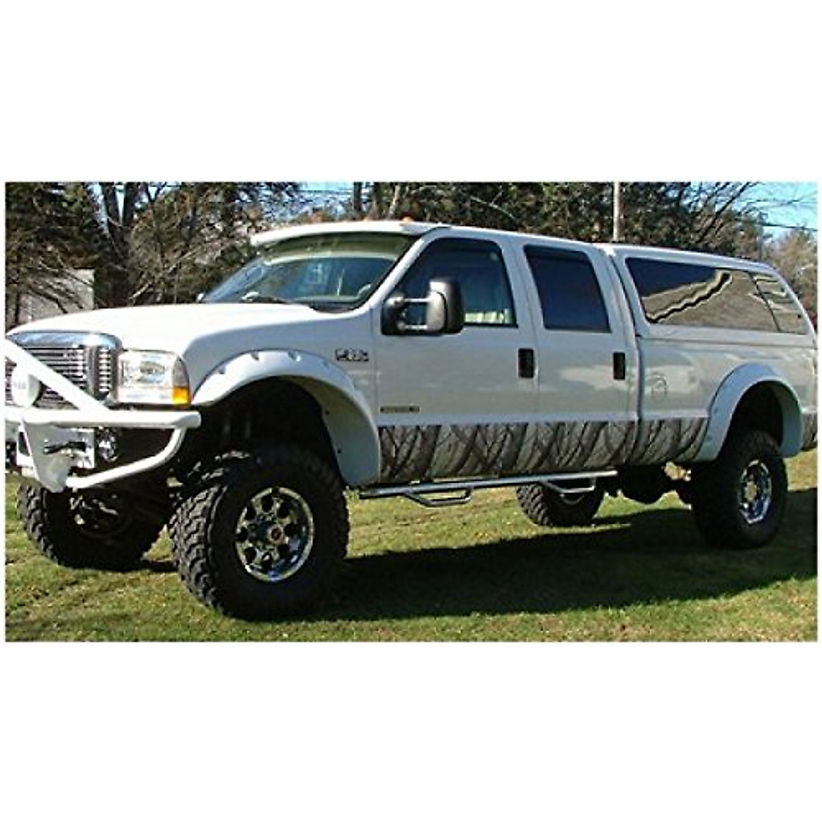 Bushwacker Cutout Pocket/Rivet Style Rear Fender Flares | 2-Piece Set, Black, Smooth Finish | 20046-02 | Fits 1999-2010 Ford F-250/F-350 Super Duty Styleside w/ 8.2' Bed (Excludes Dually)