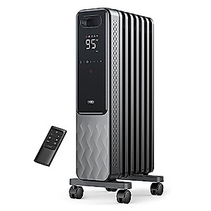 Dreo Oil Filled Radiator, Electric Radiant Heaters for indoor use Large Room with Remote Control, Child Lock, 4 Modes, Overheat & Tip-Over Protection, 24h Timer, Digital Thermostat, Quiet, 1500W