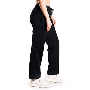 Yogipace Petite Women's Water Resistant Thermal Fleece Pants Winter Lounge Running Sweatpants with Pockets,29",Black,M
