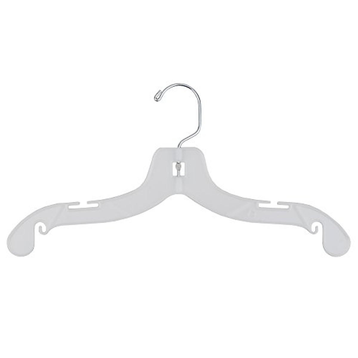 NAHANCO 1414 White Plastic Junior Dress Hangers, Swivel Metal Hook and Notches for Straps, Super Heavy Weight, 14", White (Pack of 100)