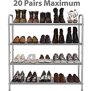 Simple Houseware 4-Tier Shoe Rack Storage Organizer 20-Pair, Grey