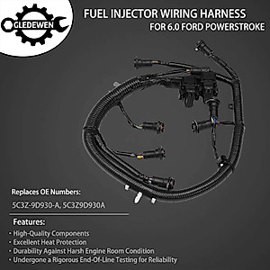 FICM Engine Fuel Injector Complete Wiring Harness | for Ford 6.0L Powerstroke Diesel | 2003-2007 F250 F350 F450 F550, 2004-2005 Excursion | Replace# 5C3Z-9D930-A, 5C3Z9D930A