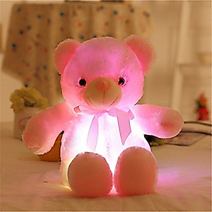 elfishgo Creative Light Up LED Inductive Teddy Bear Stuffed Animals Plush Toy Colorful Glowing Teddy Bear, 20- Inch(Pink)