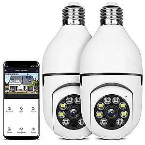 UPULTRA Security Camera 2packs 1080P Wireless WiFi Outdoor Home IP Camera E27 360 Degree Panoramic,Motion Detection and Alarm,Two-Way Audio,Night Vision