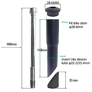 UPANBIKE Bicycle Stem Riser Adapter 150mm 1 1/8" φ22.2mm/25.4mm for MTB Road Bicycle Mountain Bike(Black,22.2mm)