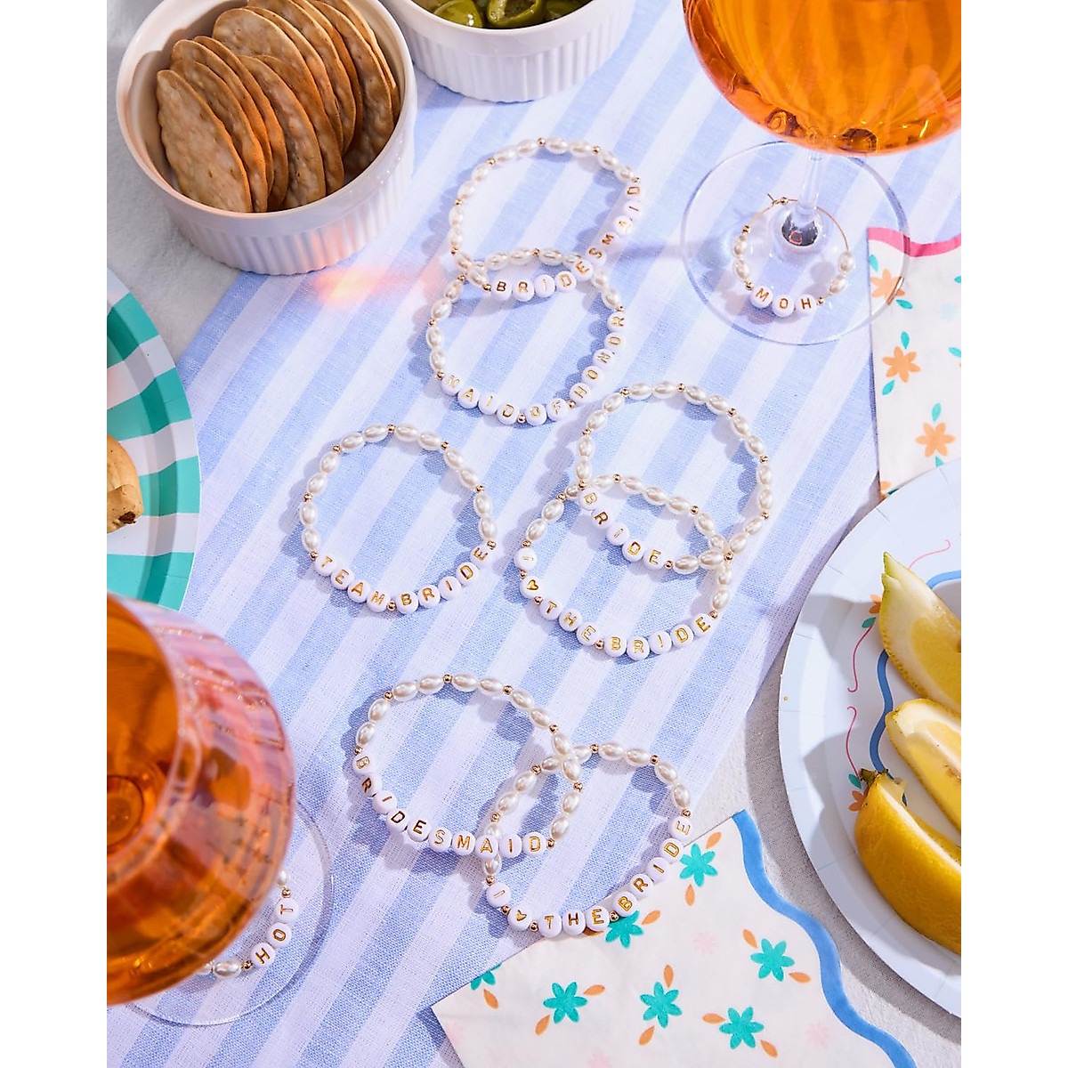 xo, Fetti Bachelorette Pearl Beaded Bracelet Set of 8 | Bride to Be Jewelry, Bach Party Decorations, Bridesmaid Friendship Bracelet Gift, Eras Bridal Shower Favor, Wedding Accessory