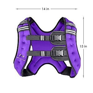 Prodigen Weighted Vest for Women and Men 12 Lbs with Reflective Stripe and Double Adjustable Buckle Straps Weight Vests for Strength Training, Jogging, Cardio, Weight Loss, Muscle Building, Purple