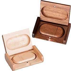 2 Pack Wooden Flash Drive 32GB USB3.0 with Gift Box, FEWINA Wooden USB Drive USB 3.0 Super-Speed Thumb Drive Jump Drive Wooden Box Ideal Gift for Birthday/Anniversary/Wedding (Walnut/Maple)