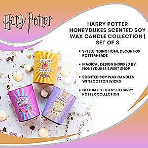 Harry Potter Honeydukes Scented Soy Wax Candle Collection, Set of 3 with Unique Fragrances | 20-Hour Burn Time | Home Decor Housewarming Essentials, Wizarding World Hogwarts Gifts and Collectibles