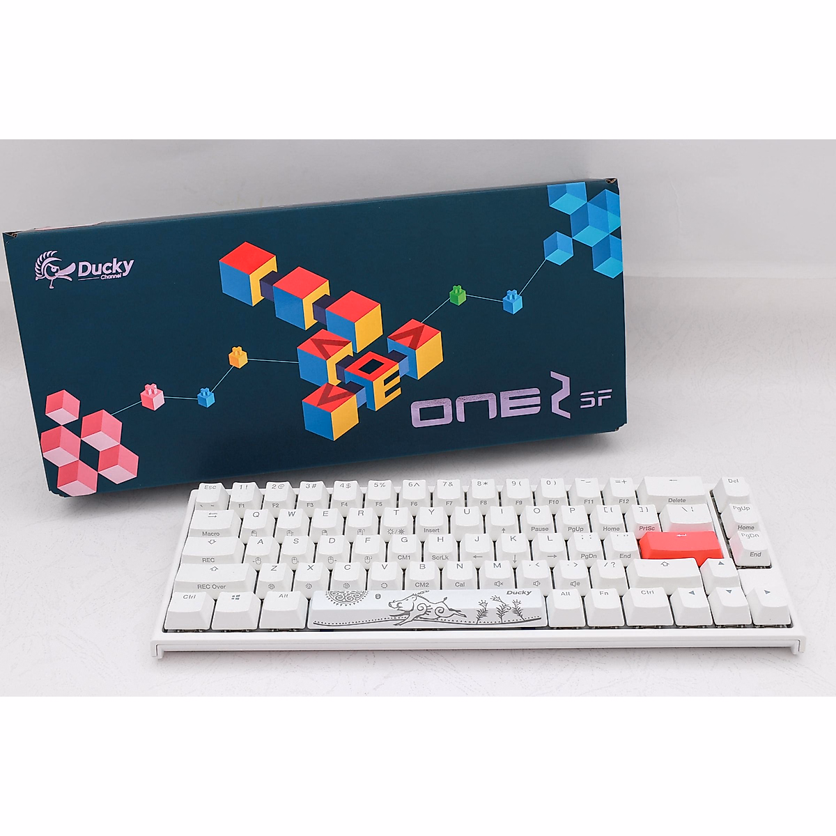 Ducky One 2 SF RGB Pure White RGB LED 65% Double Shot PBT Mechanical Keyboard (Cherry MX Silent Red)