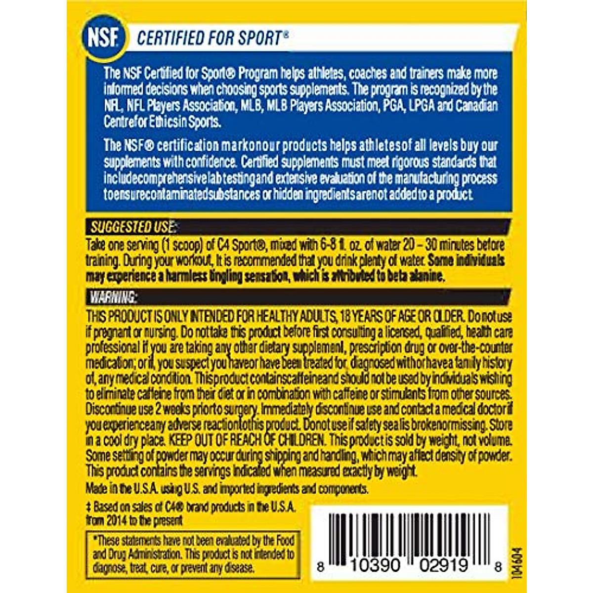 C4 Sport Pre Workout Powder Blue Raspberry - Pre Workout Energy with 3g Creatine Monohydrate + 135mg Caffeine and Beta-Alanine Performance Blend - NSF Certified for Sport | 30 Servings