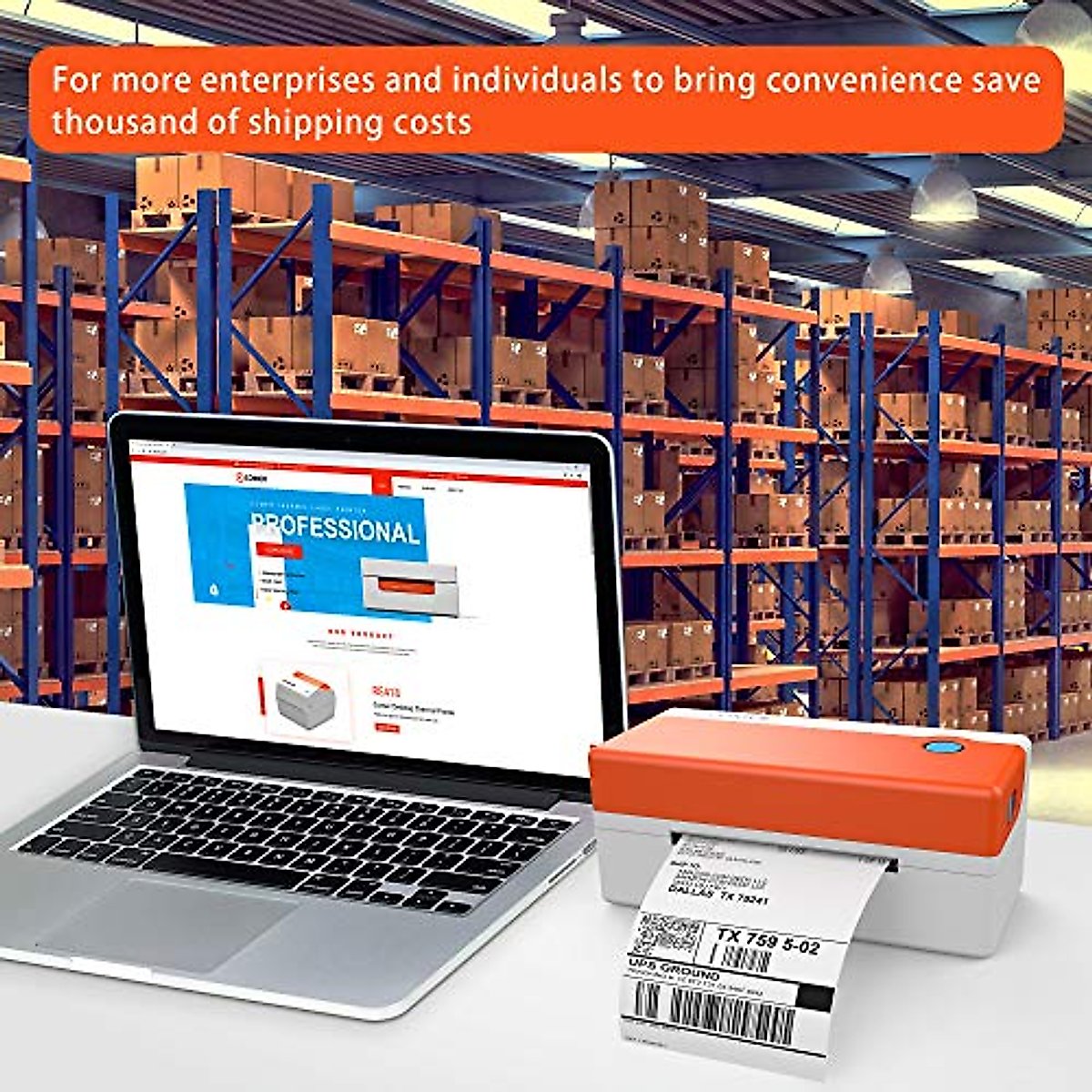 K COMER Shipping Label Printers High Speed 4x6 Commercial Direct Thermal Printer Labels Maker Machine for Shipment Package, Compatible with Amazon Ebay Shopify Etsy UPS on Windows/Mac/Linux