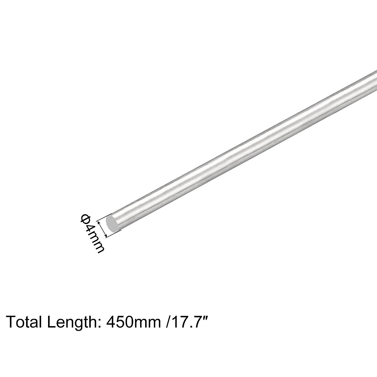 MECCANIXITY 304 Stainless Steel Round Rods, 4mm x 450mm Solid Shaft Rods for DIY Craft Model Car Helicopter Airplane, Pack of 10