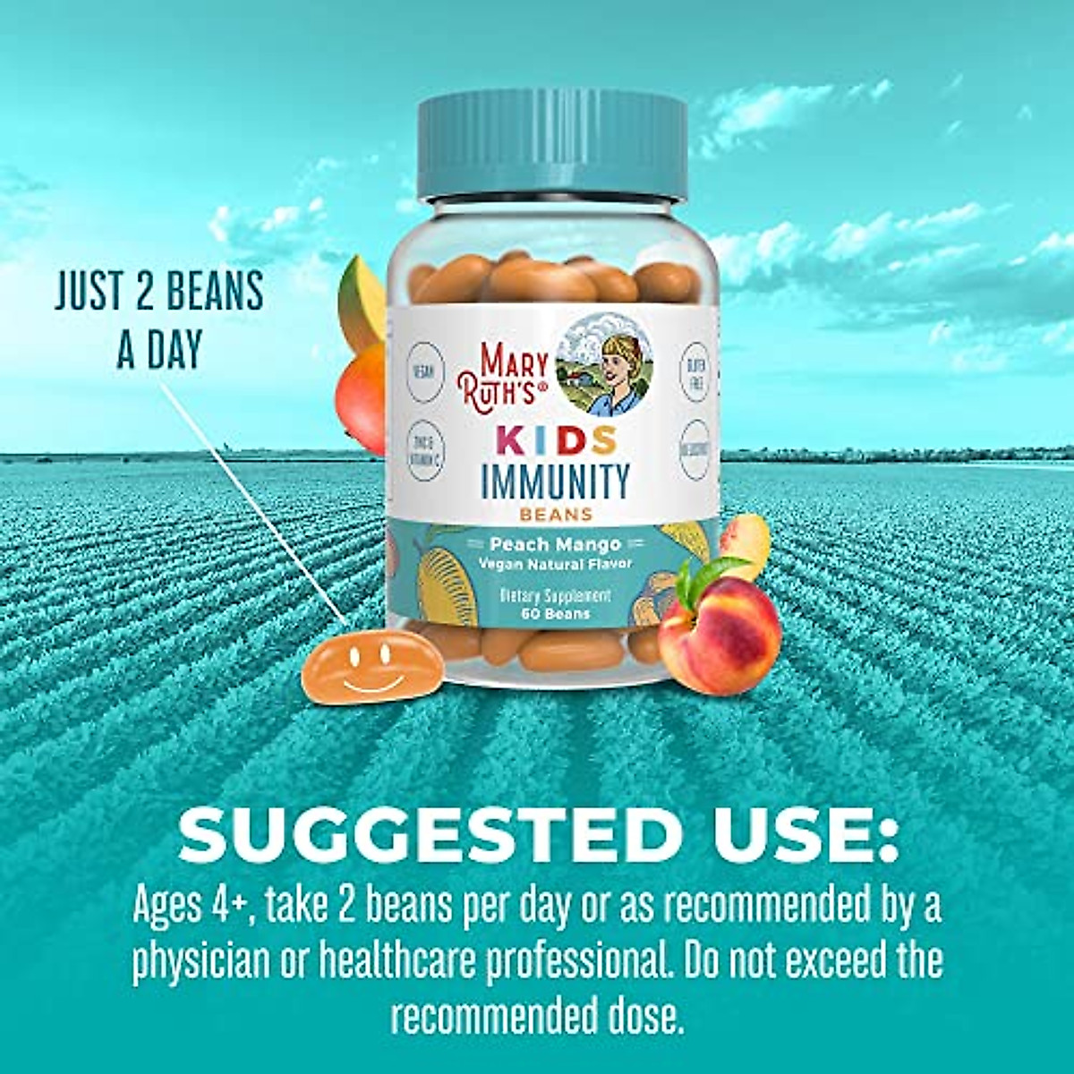 MaryRuth's Kids Immune Support Vita-Beans | Zinc and Vitamin C | Overall Health & Immune Support for Kids Ages 4+ | Children's Immunity Vitamins | Vegan | Non-GMO | Gluten Free | 60 Count