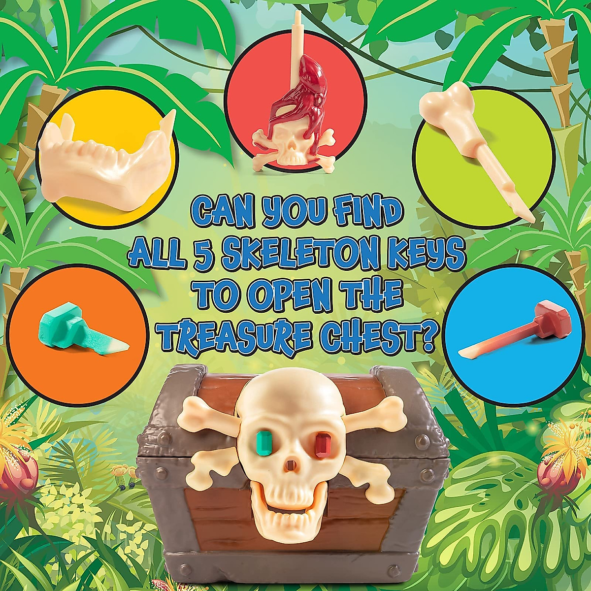 Halloween Pirate Treasure Hunt Game – SCS Direct Lost Loot DIY for Kids & Family House Parties – Find 5 Skeleton Keys to Unlock Chest – 150 Spooky Clue Cards for Indoor/Outdoor Play – 2024 New Edition