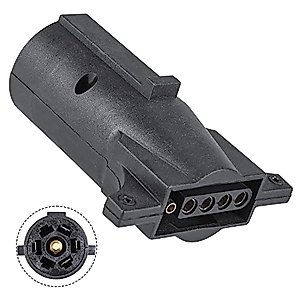 TRUE MODS 7-Way Blade to 5-Way Flat Trailer Adapter [Nickel-Plated Copper Terminals] [Rugged Nylon Housing] [Compact Design] 7-pin to 5-pin Trailer Wiring Plug Adapter