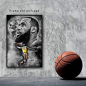Lebron James Posters Wall Art Print,Crowned King Lebron James Sports Decor,Black Inspirational Poster Wall Art Canvas for Living Gym Office Home Room Decorate Room Home Decor ,Gift.Set of 1(Unframed,16”X24”inches）.