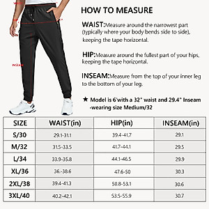 GAXIDES Mens Workout Pants with Pockets Mens Joggers Sweatpants Water Resistant Athletic Track Pants Jogging for Men Gym Running Hiking Travel Black M/28
