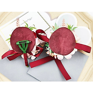 MAFELOE 2 Pieces of Wrist Corsage and Boutonniere Set, Artificial Flowers Accessories Suit Decor for Wedding Prom Party Homecoming Ceremony Anniversary -Red+Pink