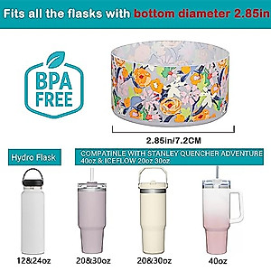 HEYSKAY 2pcs Protective Flask Silicone Boot Base for Stanley Quencher Adventure 40oz & Stanley IceFlow 20oz 30oz Tumbler, and Compatible with 12oz-24oz Hydro Sport Water Bottles