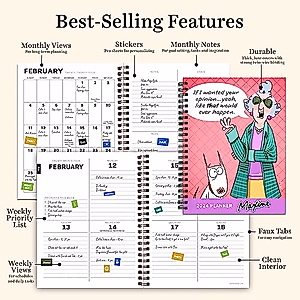 TF PUBLISHING 2024 Maxine Medium Weekly Monthly Planner | Goals & Expense Trackers | Planner Monthly and Weekly with Organizer Stickers | 12 Month Calendar Planner for Women | 6.5" x 8"