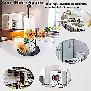 Sunflower Paper Towel Holder Countertop Sunflower Kitchen Decor Accessories Yellow Paper Towel Rack Stand Farmhouse Heavy Duty Base Black Stainless Steel