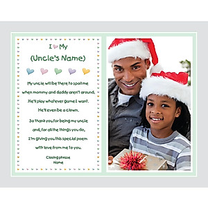 Sweet Uncle Personalized Poem from Niece or Nephew, 8x10 Inch Print with Names and Photo
